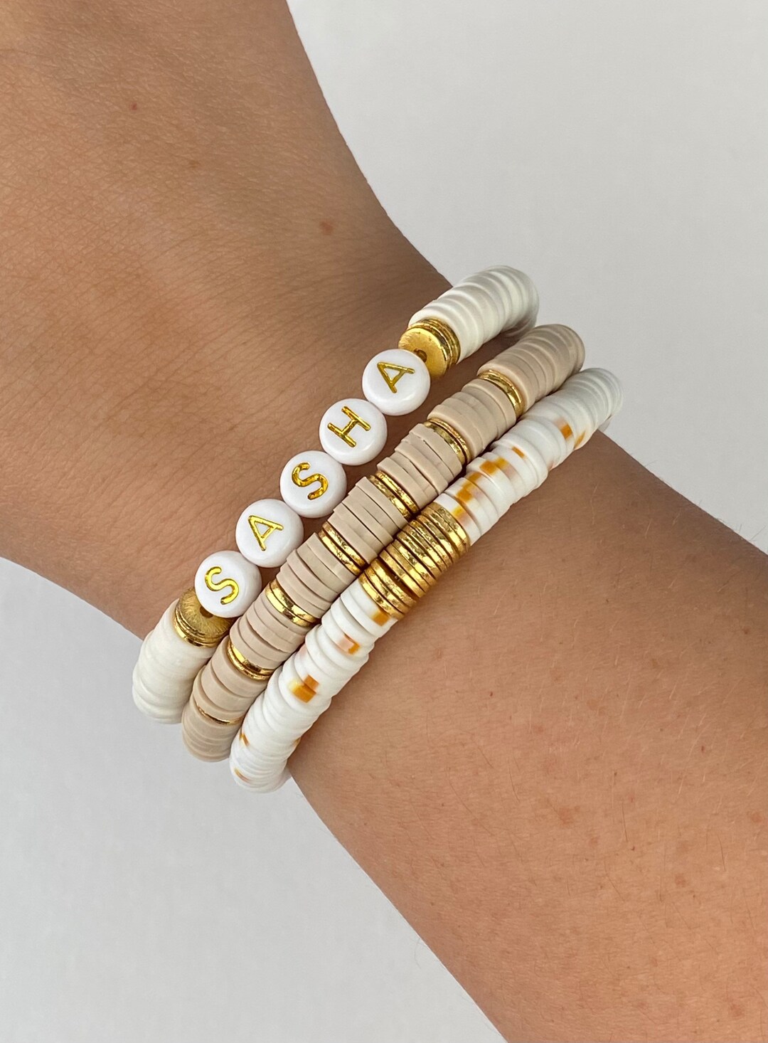 Name Bracelet | Single or Stack of 3 | Custom Beaded Bracelets ...