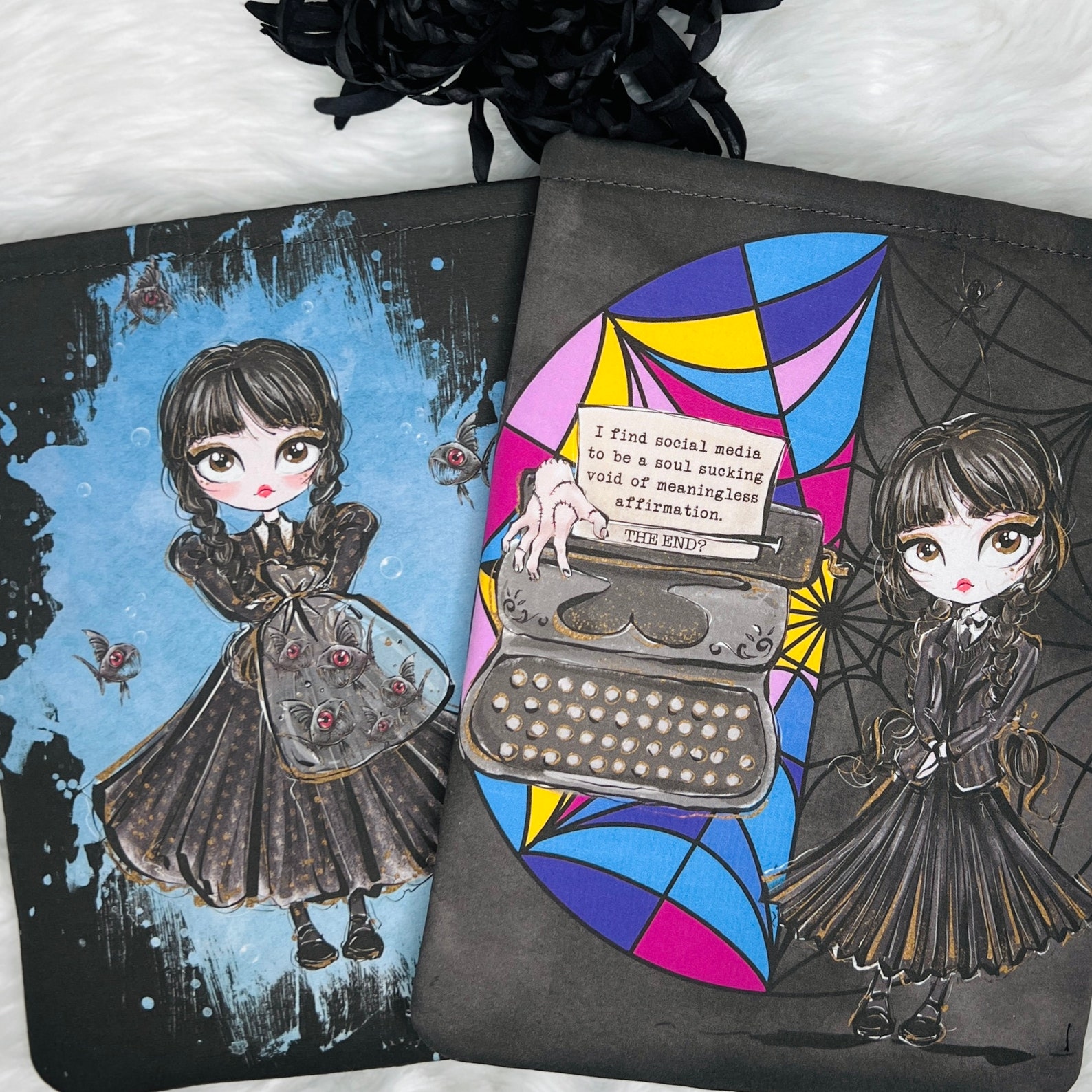 Wednesday Addams Typewriter Social Media Quote Book and Kindle Sleeves ...