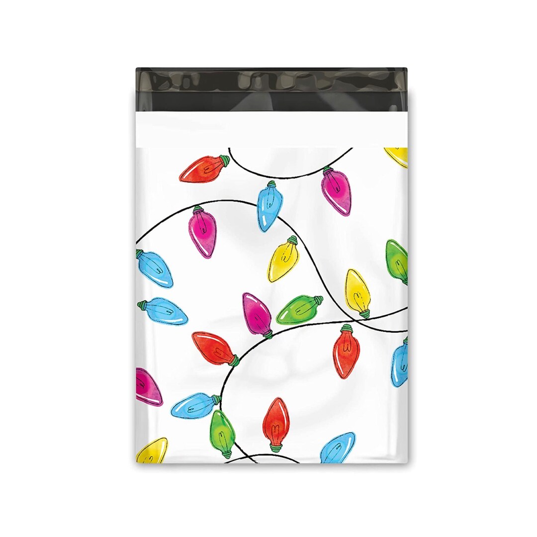 10ct 12x15 Christmas Lights is My Favorite Color Poly Mailers, Designer ...