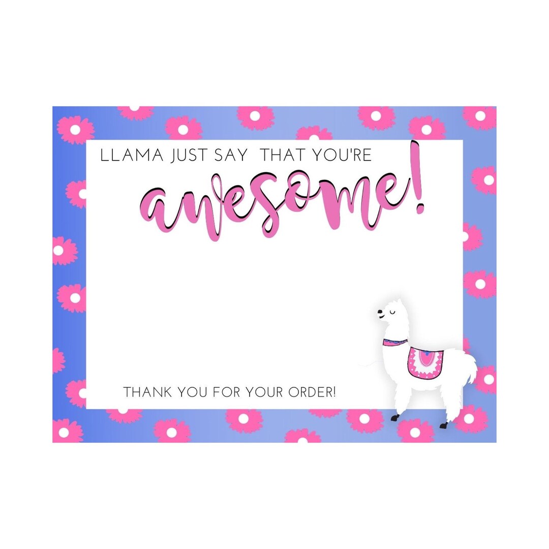 20ct Llama Just Say That You're Awesome! Packaging Cards, Small ...