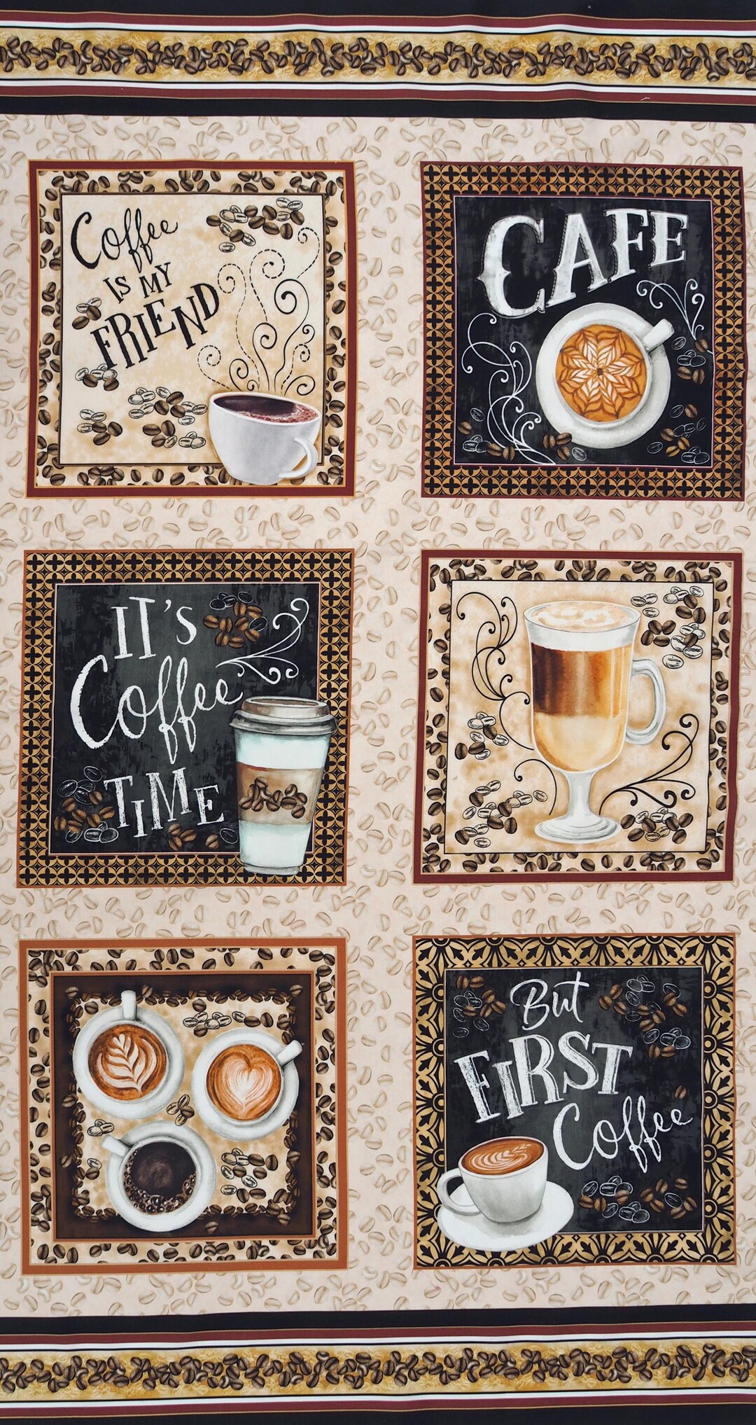 COFFEE TIME PANEL “for the Love of Coffee” Fabric No. 250329 - Etsy