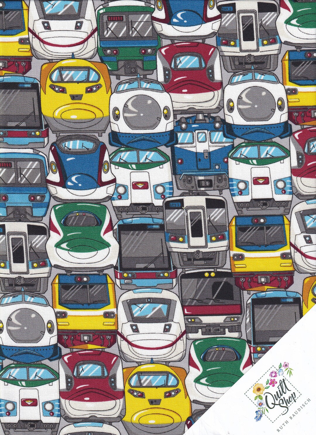 LOCOMOTIVE FRONTS full of Trains Fabric No. 240424 - Etsy