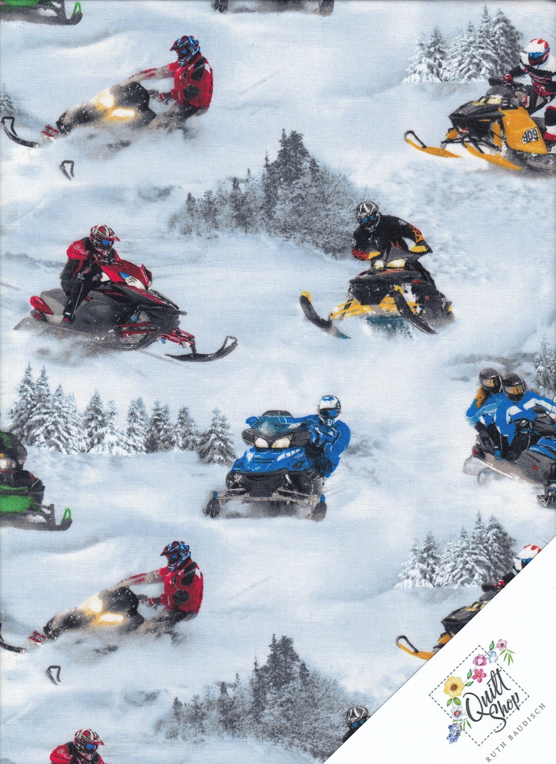 WINTER SPORTS SNOWMOBILE SNOWRIDER Fabric No. 210749 - Etsy