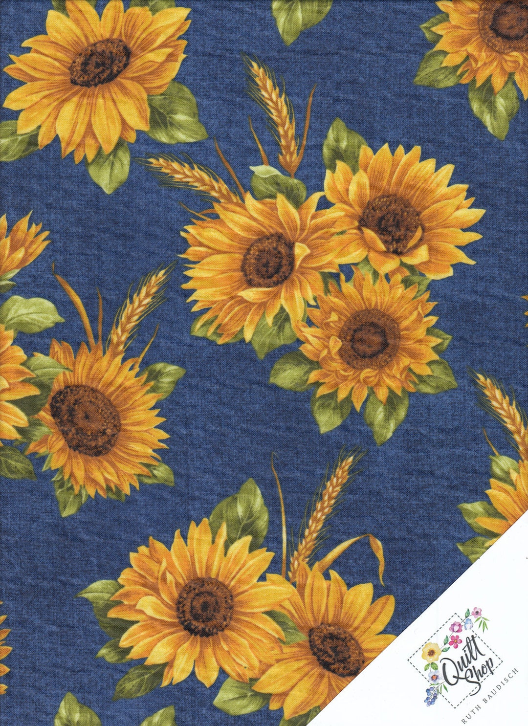 SUNFLOWERS blue Sunflower Dance Fabric No. 210109 - Etsy