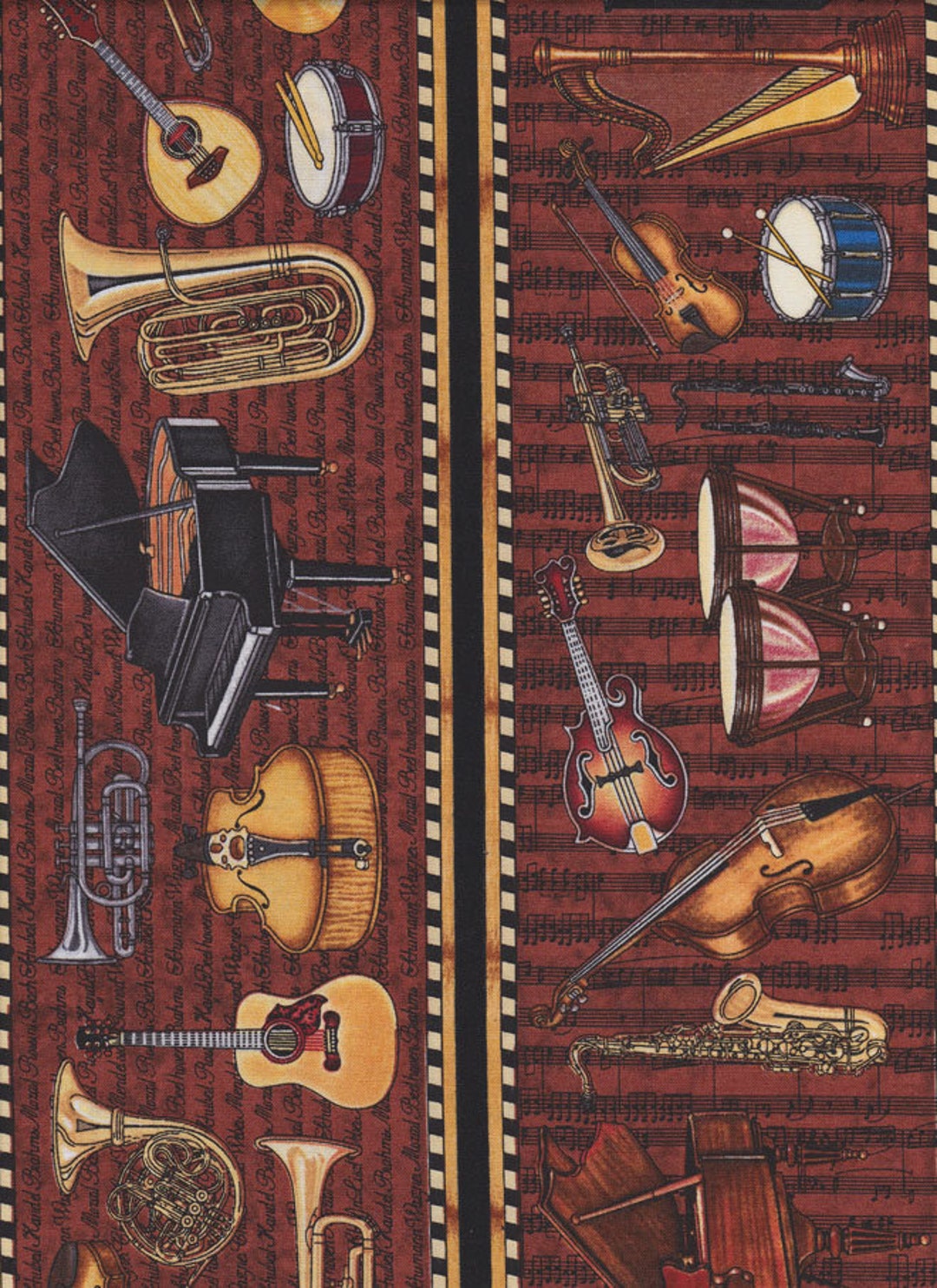 MUSICAL INSTRUMENTS Borders Fabric No. 120405 - Etsy