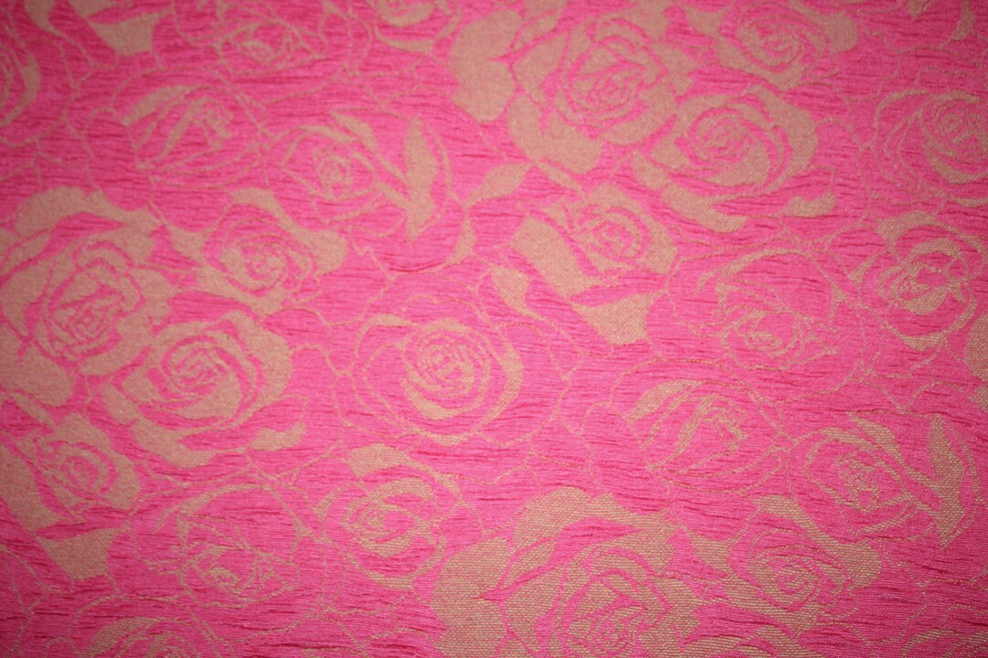 Cloqué Jersey Rose Pattern Pink/lime Green, Knitted Jersey, Jacquard ...