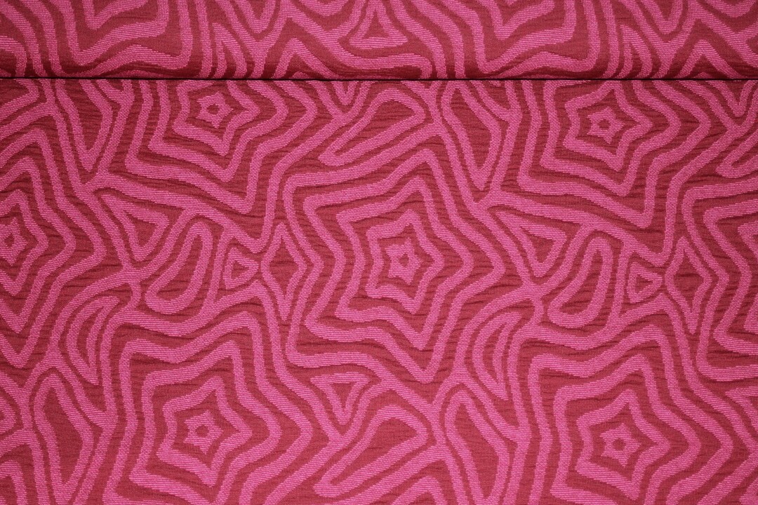 Cloqué Jersey, Knit Jersey Pattern starfish Dark Red/berry Jacquard ...