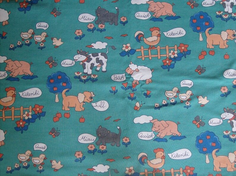 BAUERNHOFTIERE Baumwollstoff 70er Vintage Stoff - Etsy.de