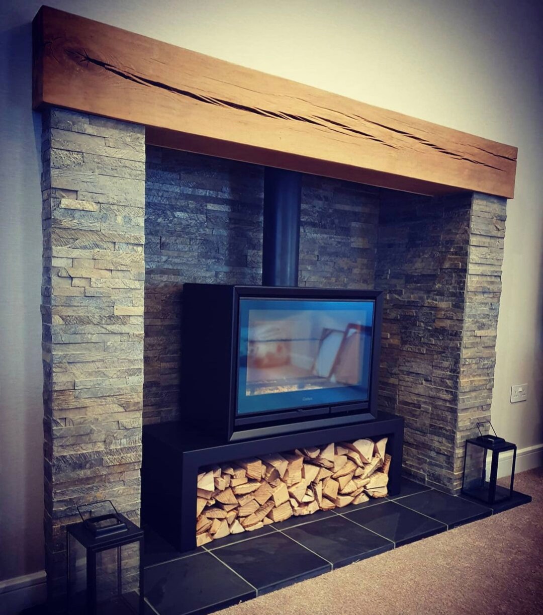 Rustic Solid Oak Mantel Beam 6 X 8 150mm X 200mm With Fitting Kit free ...