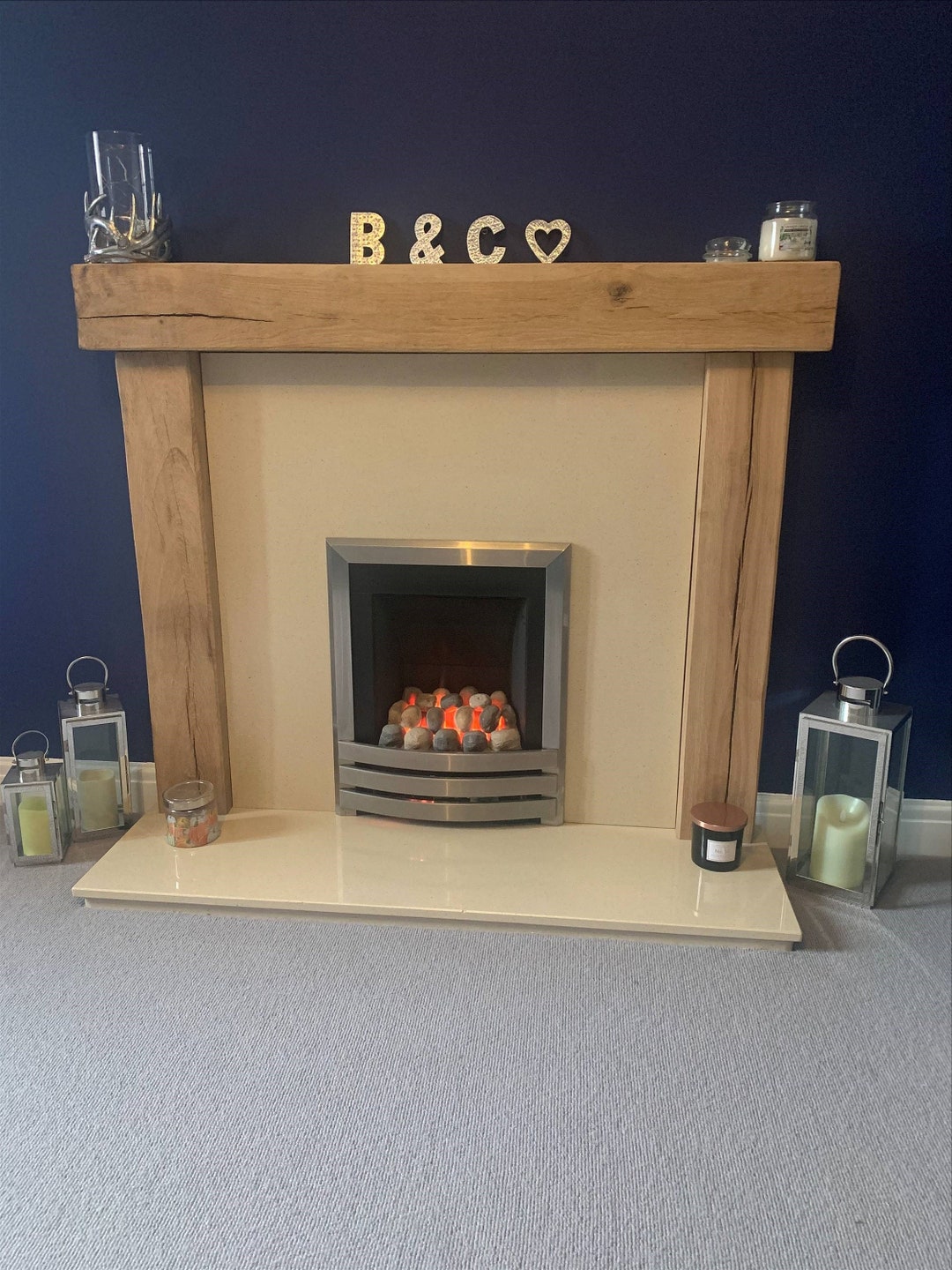 Solid Oak, Traditional Oak Beam Fire Surround 1.4m Wide - Etsy