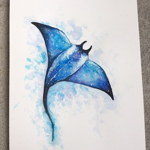 Leopard Whipray Original Watercolor Painting L Ray - Etsy