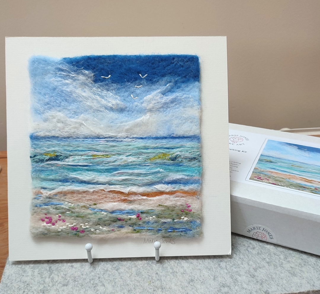 Needle Felting Kit: at the Beach Seascape Art Crafting Gift - Etsy