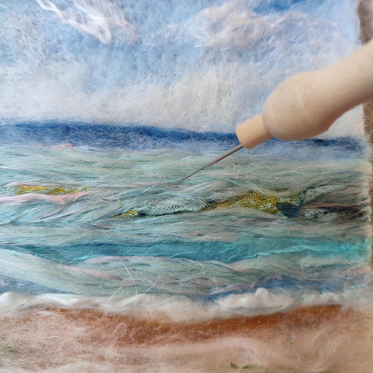 KIT. at the Beach Seascape Felt Art Needle Felting DIY - Etsy