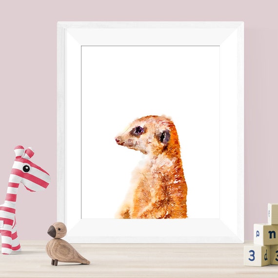 Meerkat Print Watercolor Style Meerkat Poster Nursery Decor - Etsy UK