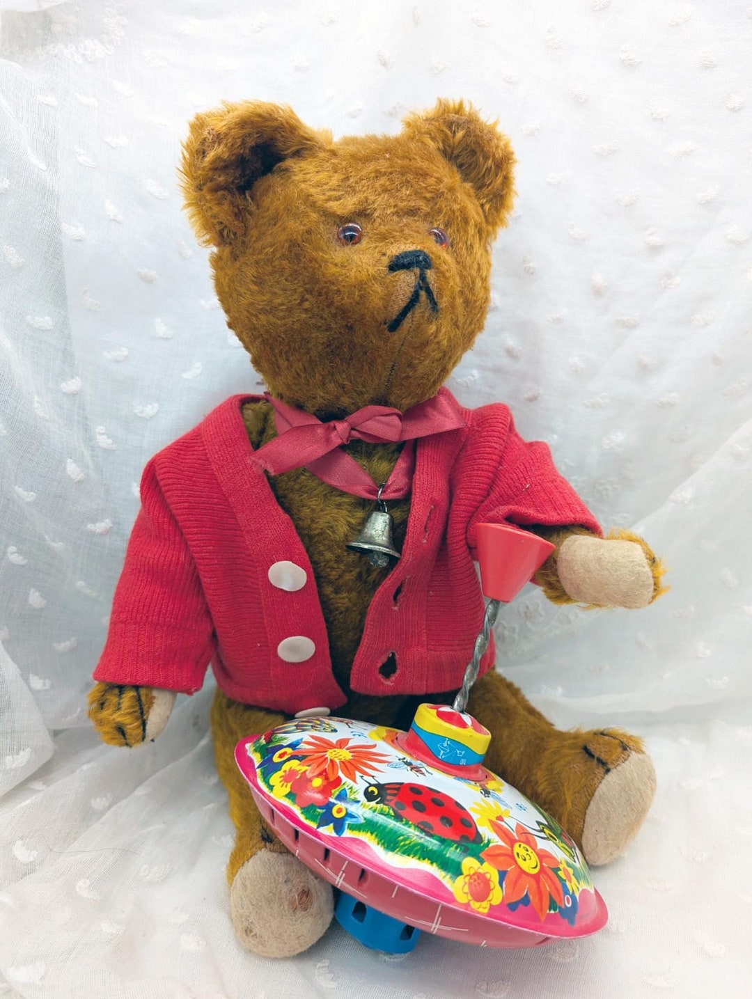 Vintage Old Teddy Bear, the heinz Teddy Bear, With His Old Humming Top ...
