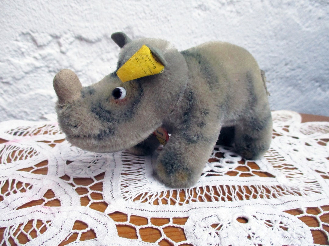 Steiff: Cute Little Rhino nosy 10 Cm With Button/flag and Cardboard ...