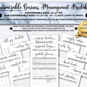 CUSTOMIZABLE Business Planner/binder Printables Bookkeeping - Etsy