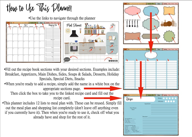 Digital Meal Planner Recipe Book/cookbook Hyperlinked for Goodnotes ...