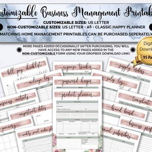 CUSTOMIZABLE Business Planner/binder Printables Bookkeeping Blogging ...
