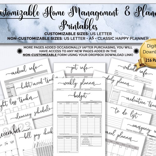 2022 2023 CUSTOMIZABLE Home Management Binder Life Planner - Etsy