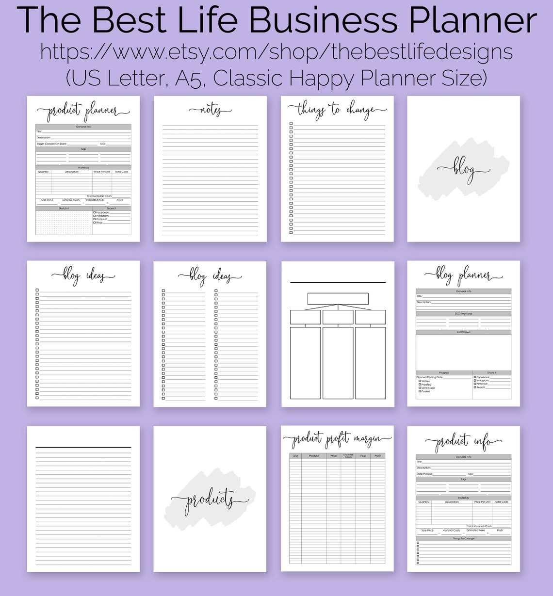 CUSTOMIZABLE Business Planner/binder Printables Bookkeeping | Etsy