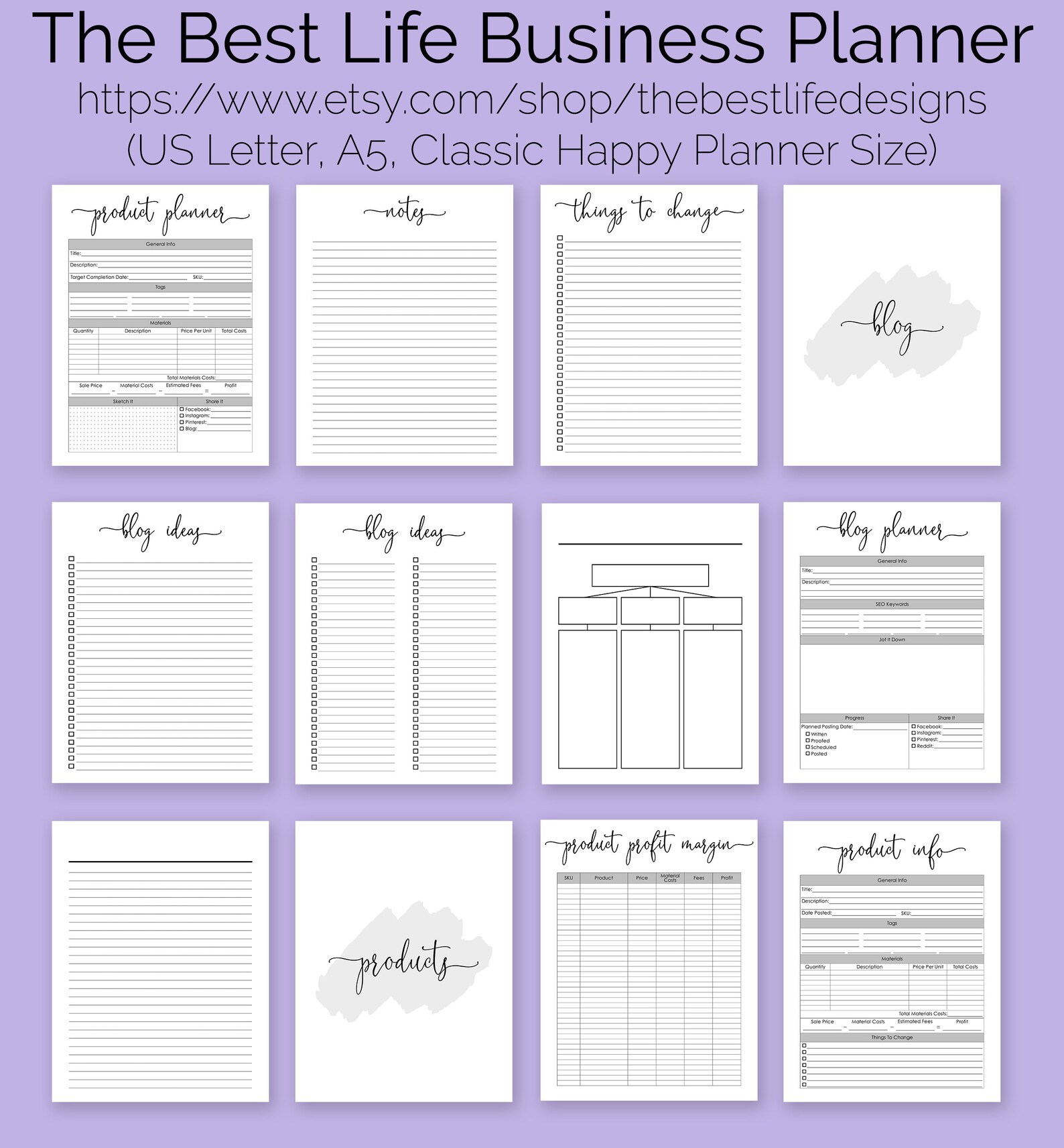 CUSTOMIZABLE Business Planner/binder Printables Bookkeeping - Etsy