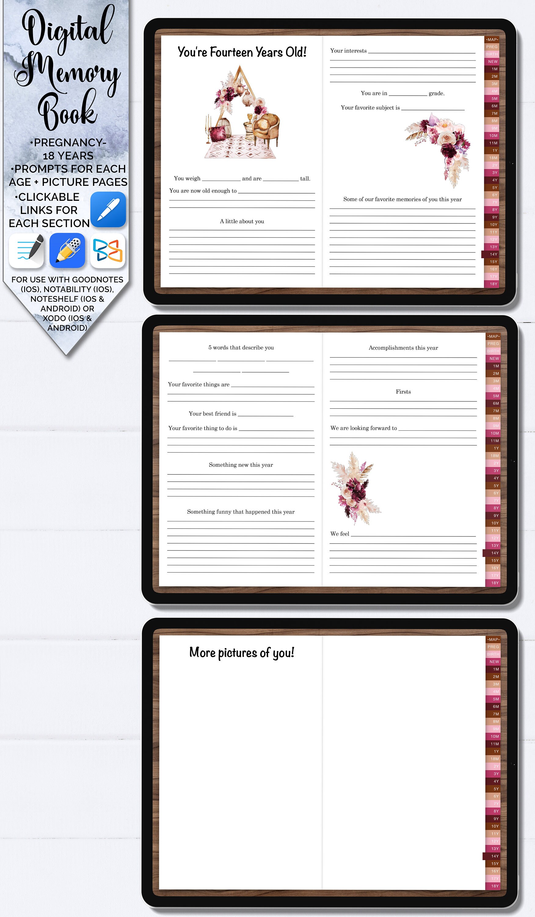 Digital Memory Book Baby Book With Clickable Links for - Etsy