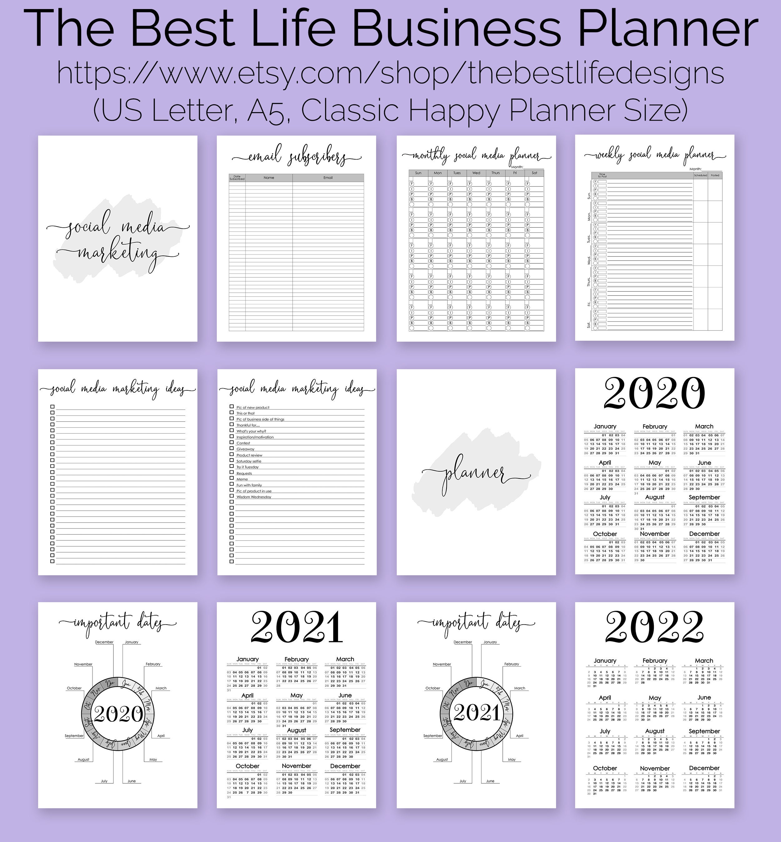 CUSTOMIZABLE Business Planner/binder Printables Bookkeeping - Etsy