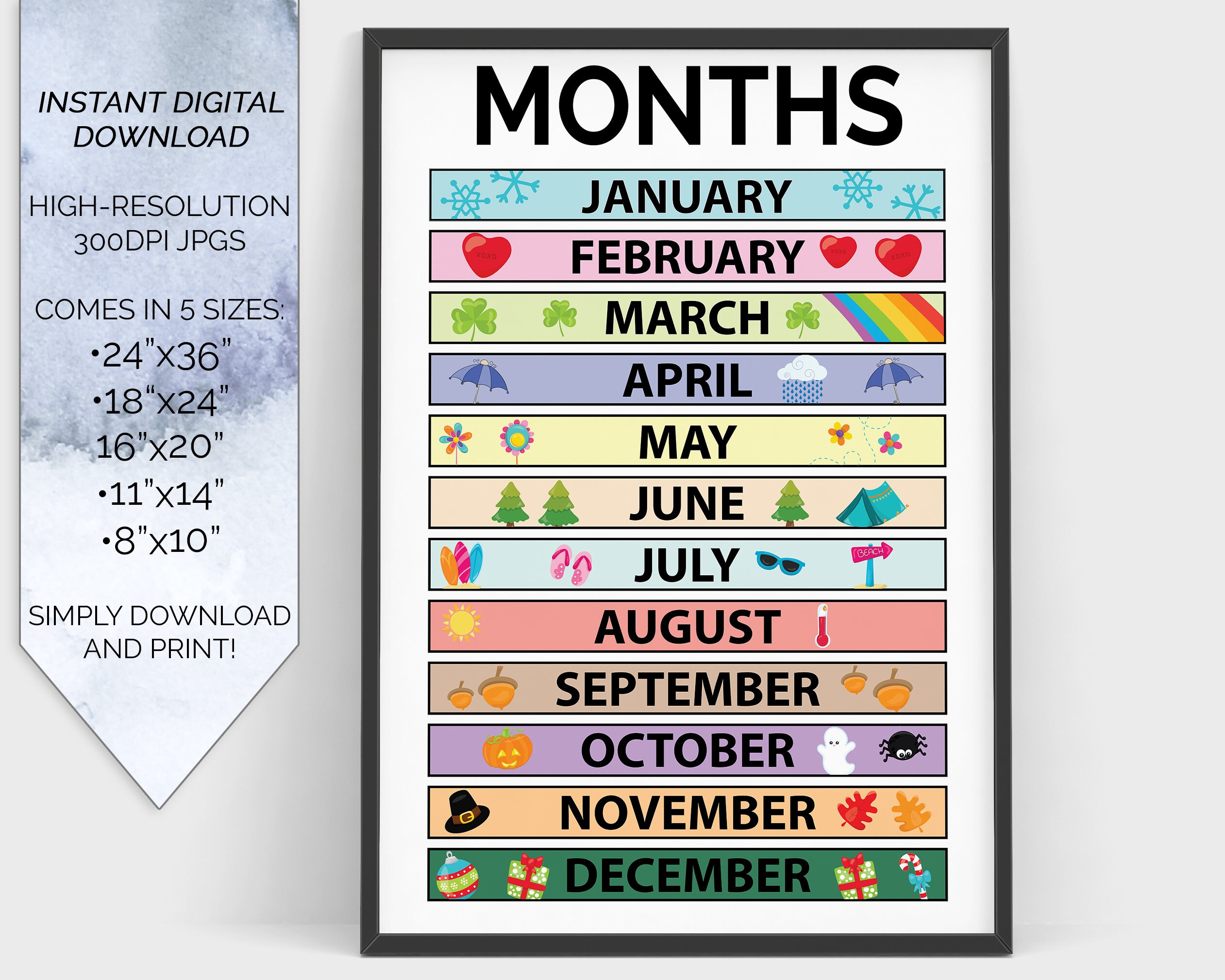 Days Of The Week Homeschool Digital Download Wall Art Educational