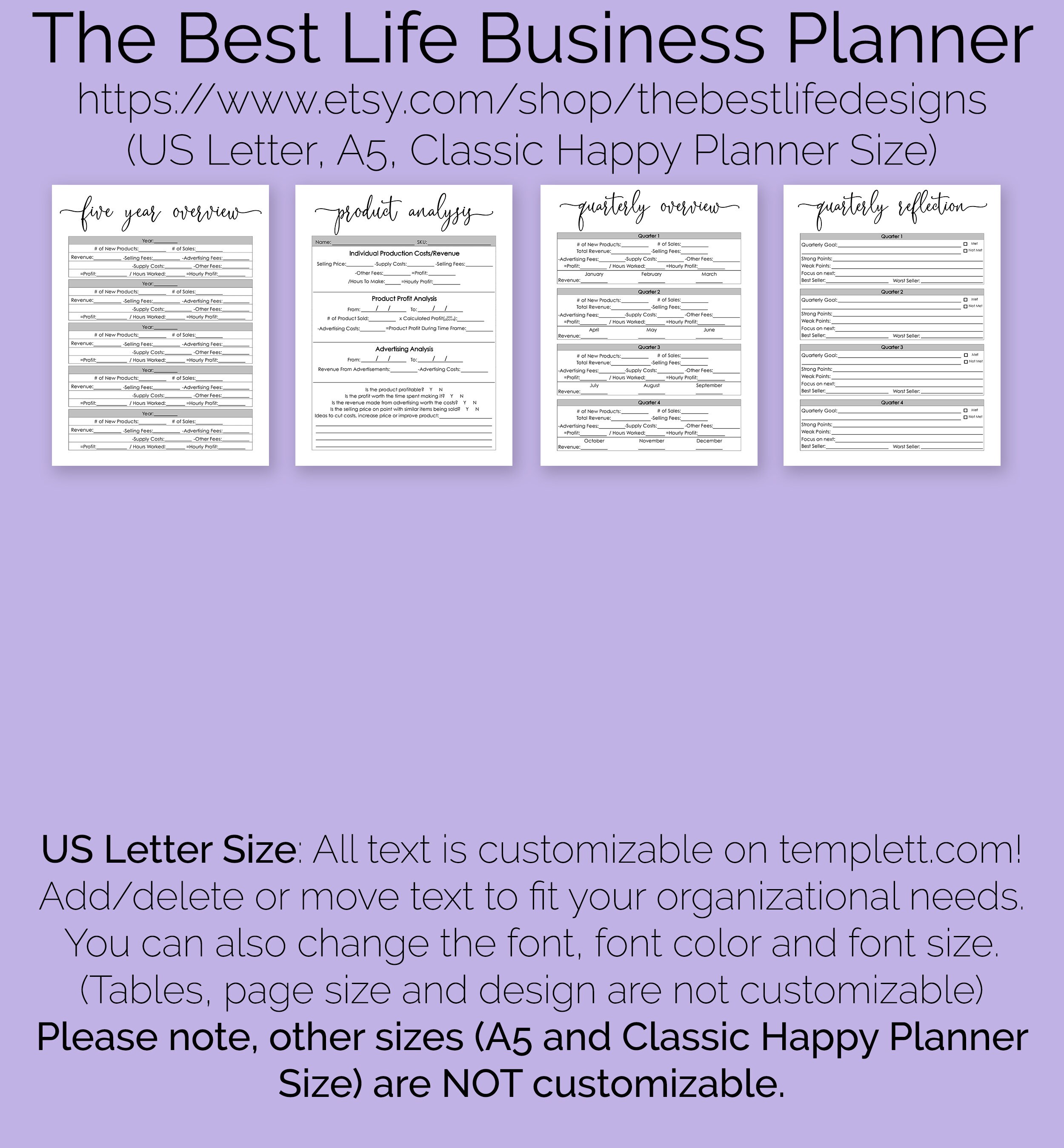 CUSTOMIZABLE Business Planner/binder Printables Bookkeeping - Etsy