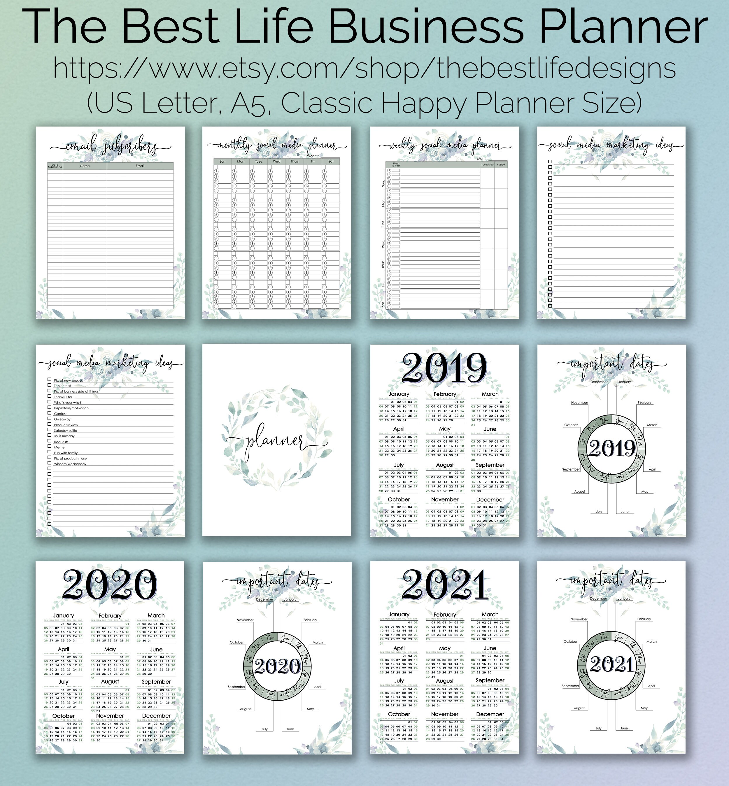 CUSTOMIZABLE Business Planner Binder Bookkeeping Social Media Blog ...