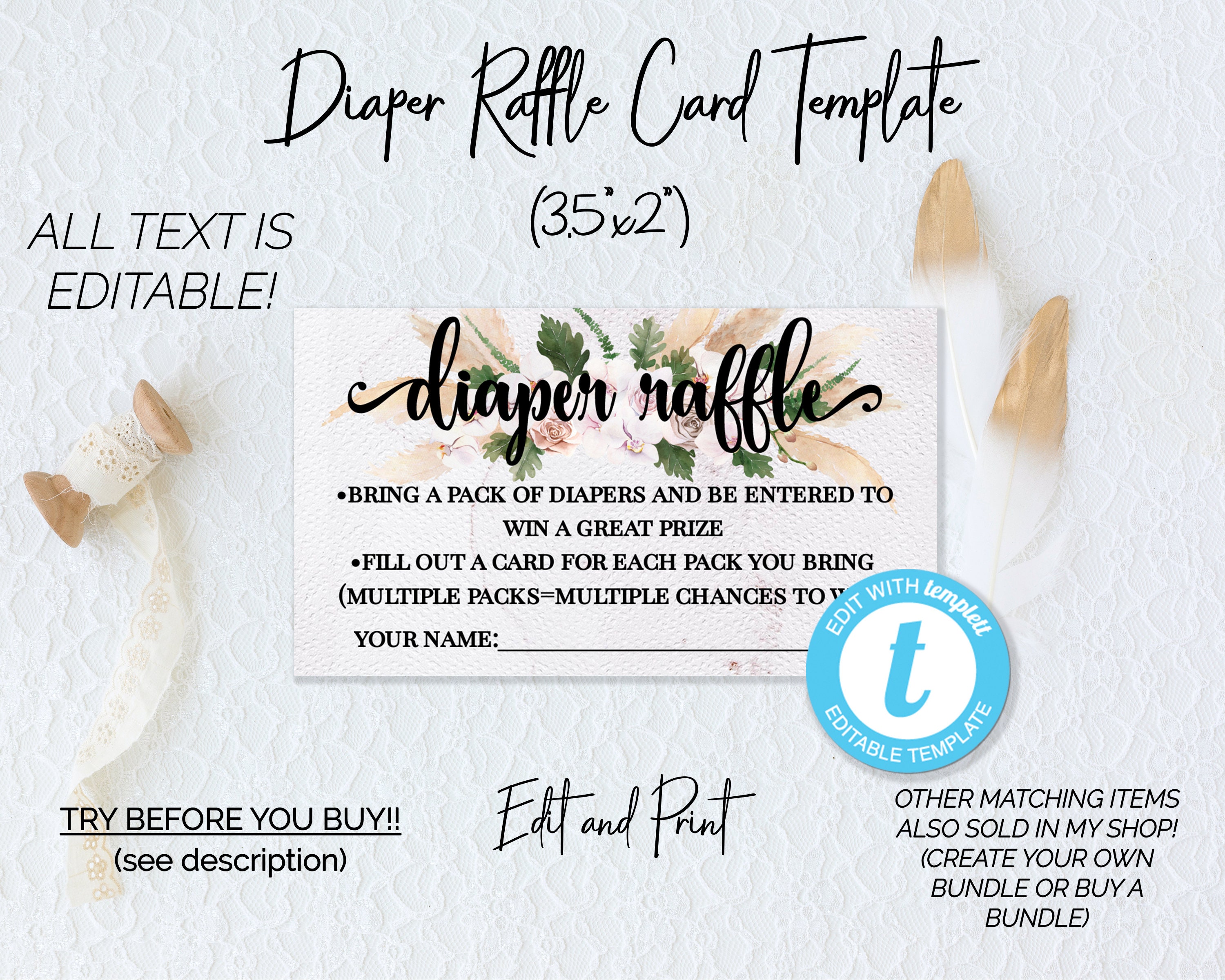 Editable Baby Shower Invitation Printable BUNDLE Floral edit in Your ...