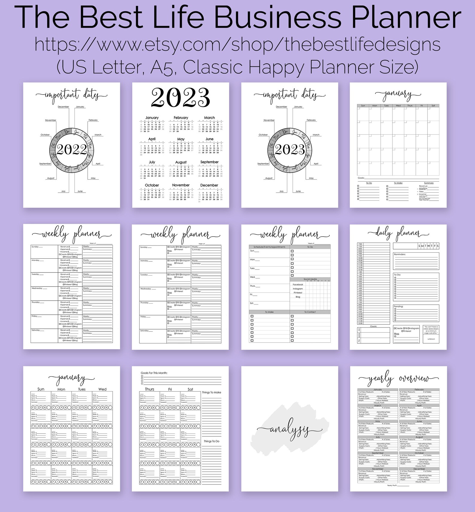 CUSTOMIZABLE Business Planner/binder Printables Bookkeeping - Etsy