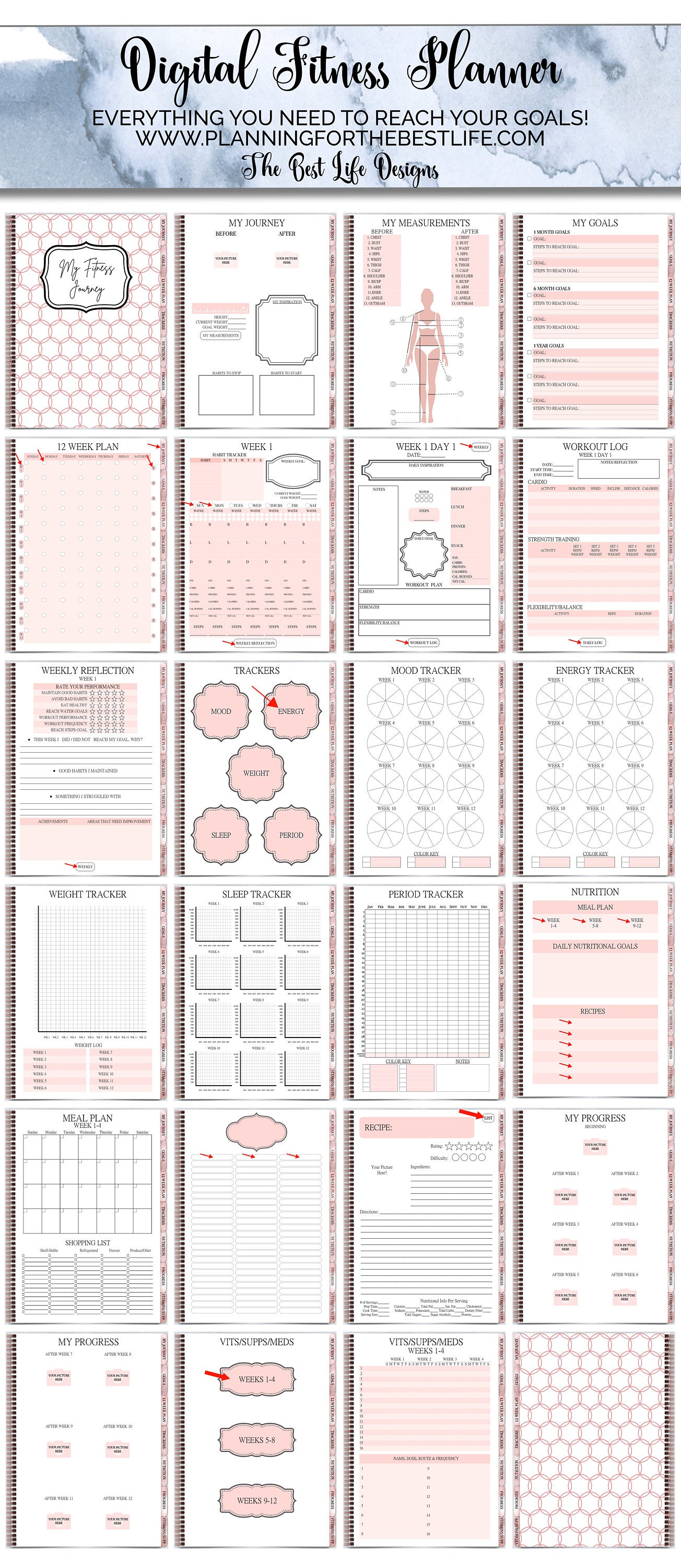 Digital Fitness Planner 12 Week Plan Meal Planner Recipe Etsy Australia digital-fitness-planner-12-week-plan-meal-planner-recipe-etsy-australia