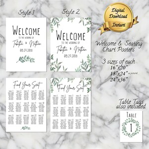 28pc Customizable Wedding Collection Printables boho Greenery Style ...