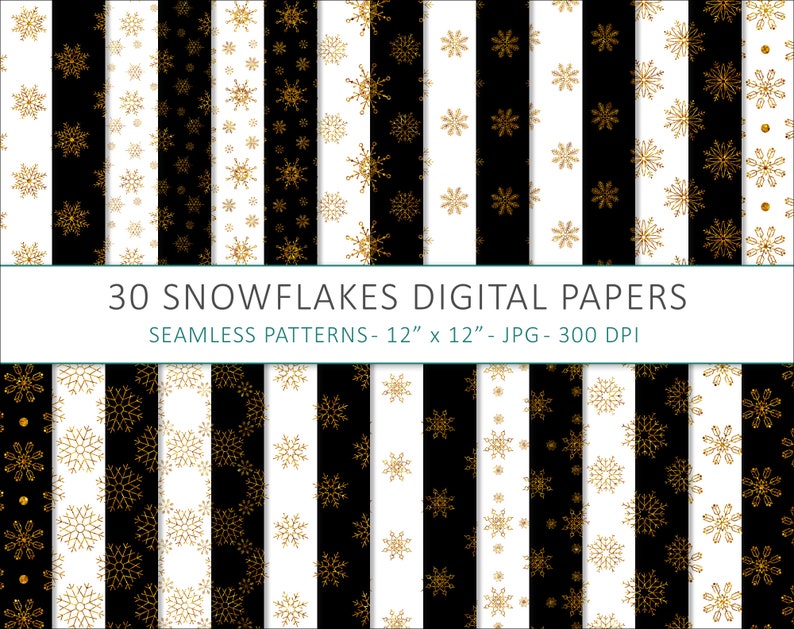 Snowflakes Digital Paper, Christmas Digital Paper, Winter Digital Paper ...