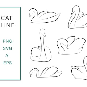 Swan SVG, Swan Line Vector SVG Illustration, Clip Art SVG, Swan Line ...