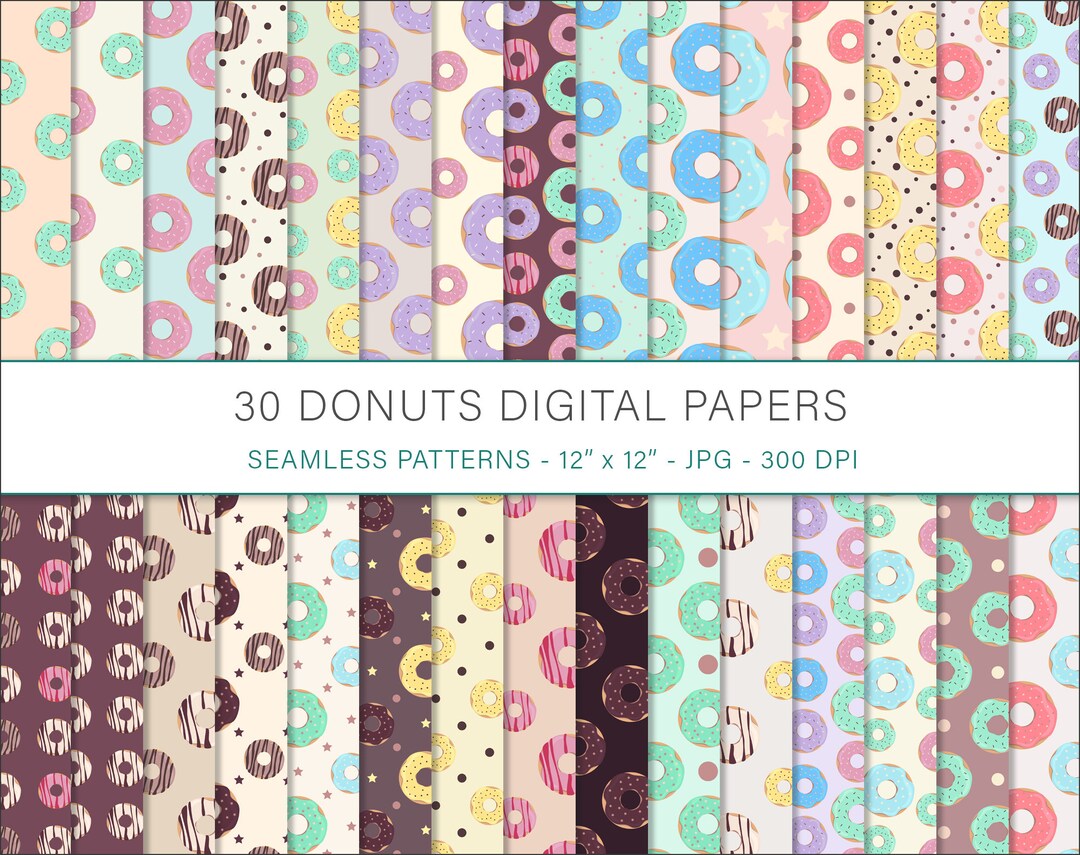 Donuts Digital Paper, Scrapbook Paper, Dunkin Donuts, Digital Scrapbook ...