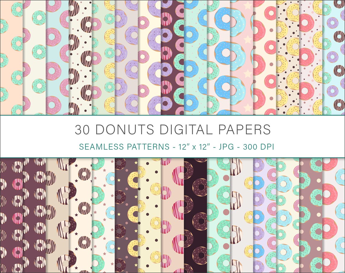 Donuts Digital Paper, Scrapbook Paper, Dunkin Donuts, Digital Scrapbook ...