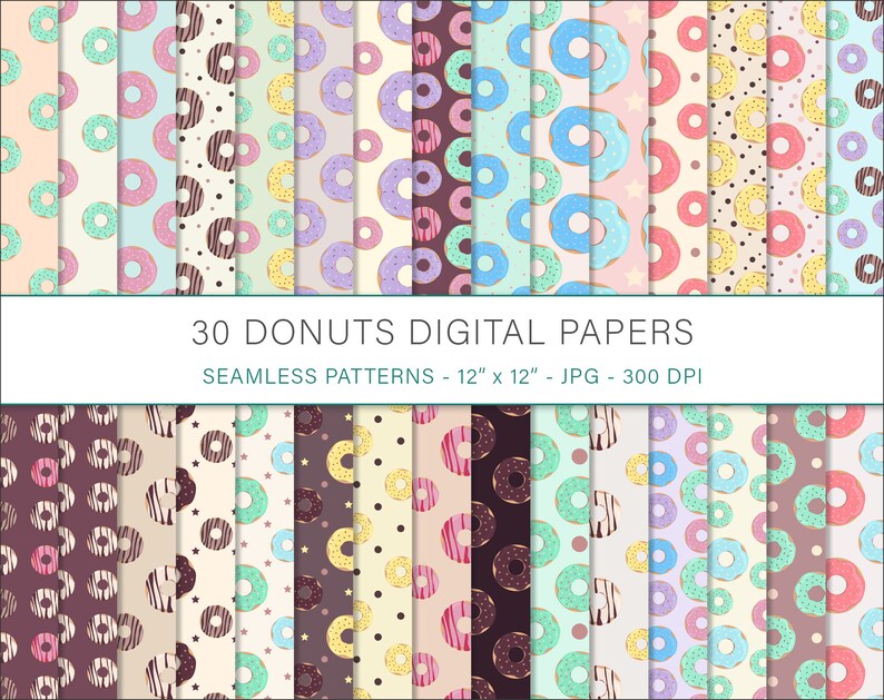 Donuts Digital Paper, Scrapbook Paper, Dunkin Donuts, Digital Scrapbook ...