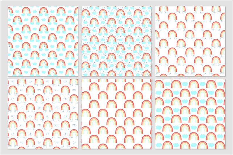 Rainbow Digital Paper Pack Scrapbook Paper Seamless Rainbow - Etsy