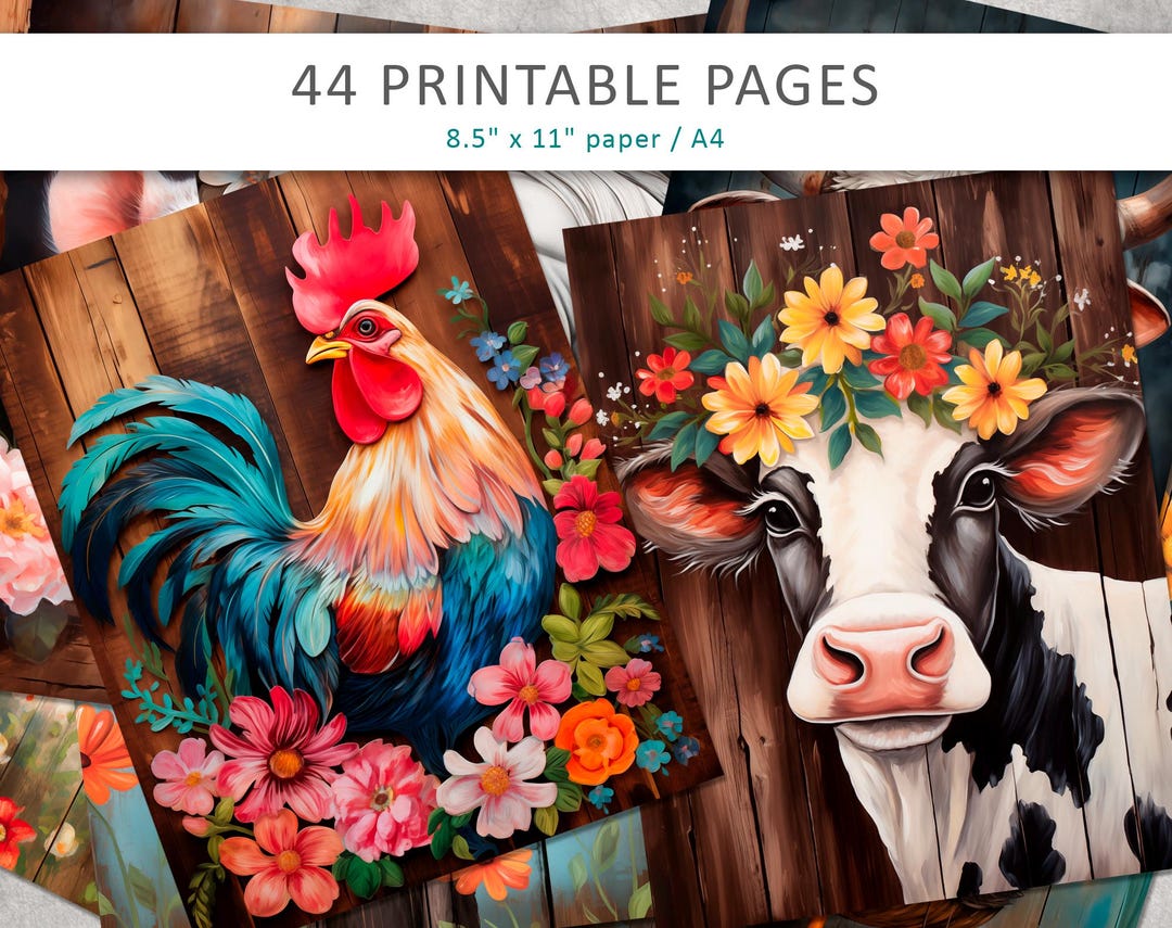 Farmhouse Animal Sheets, Country Farm Printables, Barnyard Animals ...