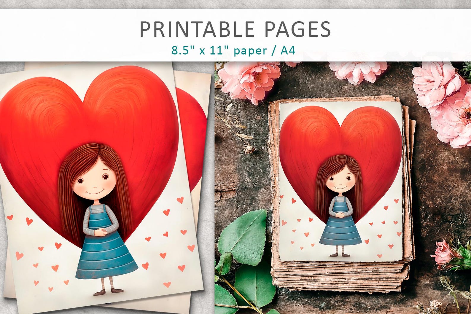 Mothers Day Printable Pages, Scrapbook Paper, Mom and Child ...