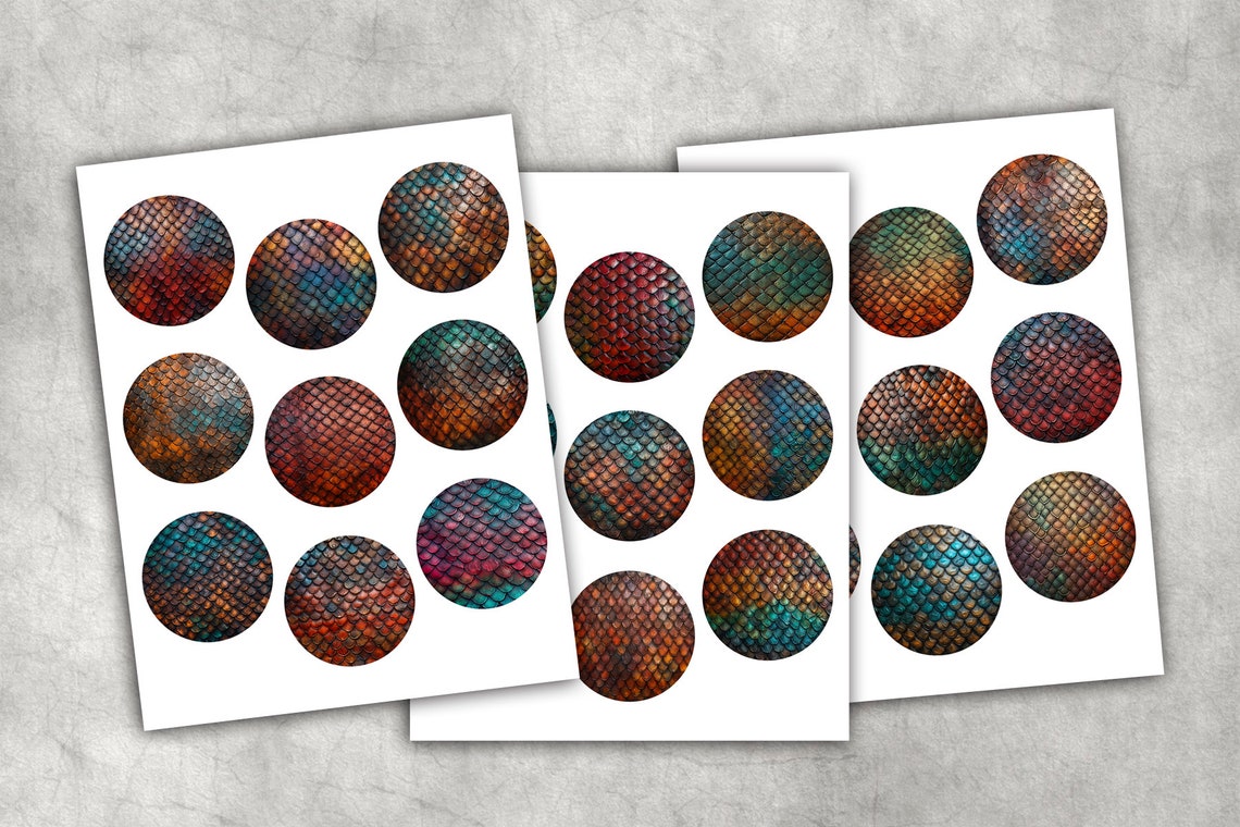 30 Dragon Scales Round Keychain PNG, Digital Collage Sheet, Pocket ...
