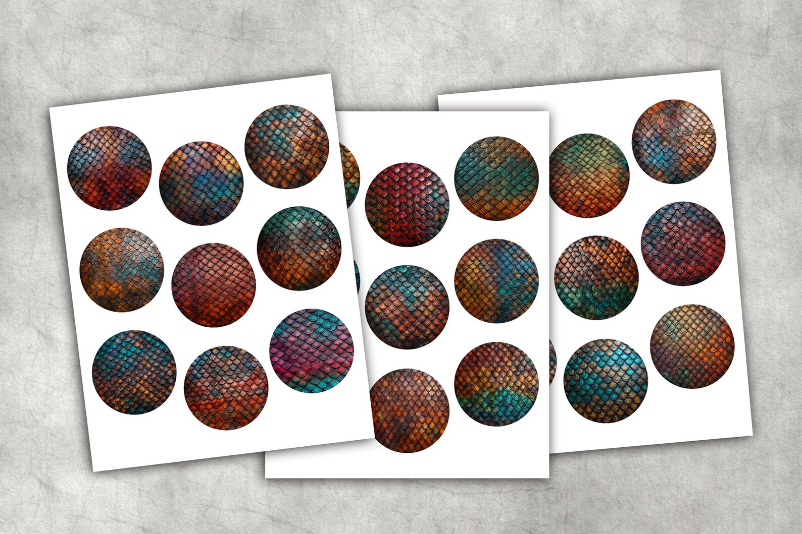30 Dragon Scales Round Keychain PNG, Digital Collage Sheet, Pocket ...