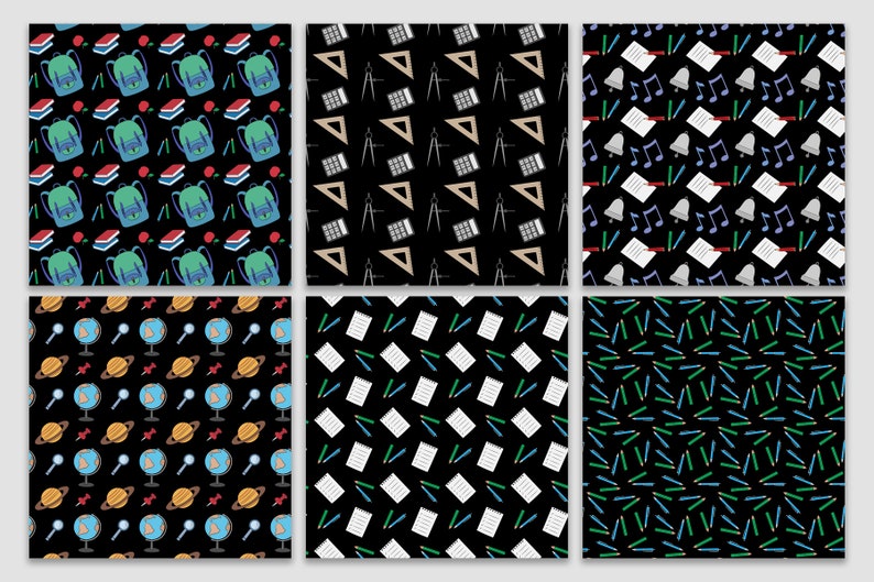 School Digital Paper, Seamless Patterns, Back to School Paper, Teacher ...