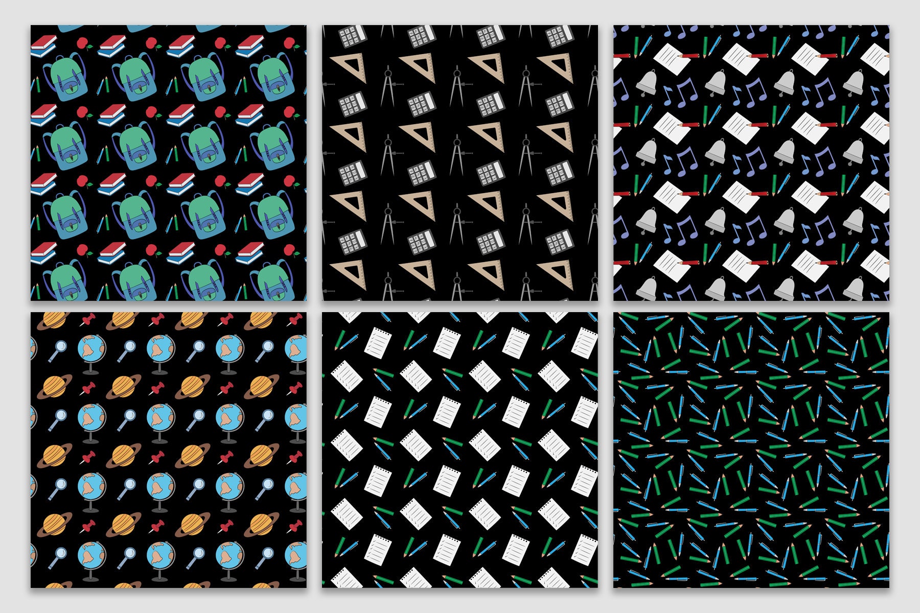 School Digital Paper, Seamless Patterns, Back to School Paper, Teacher ...