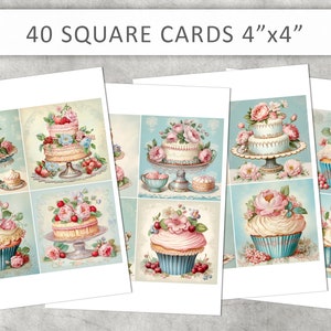 4x4 Inch Printable Digital Downloads, Cakes Vintage Digital Collage ...