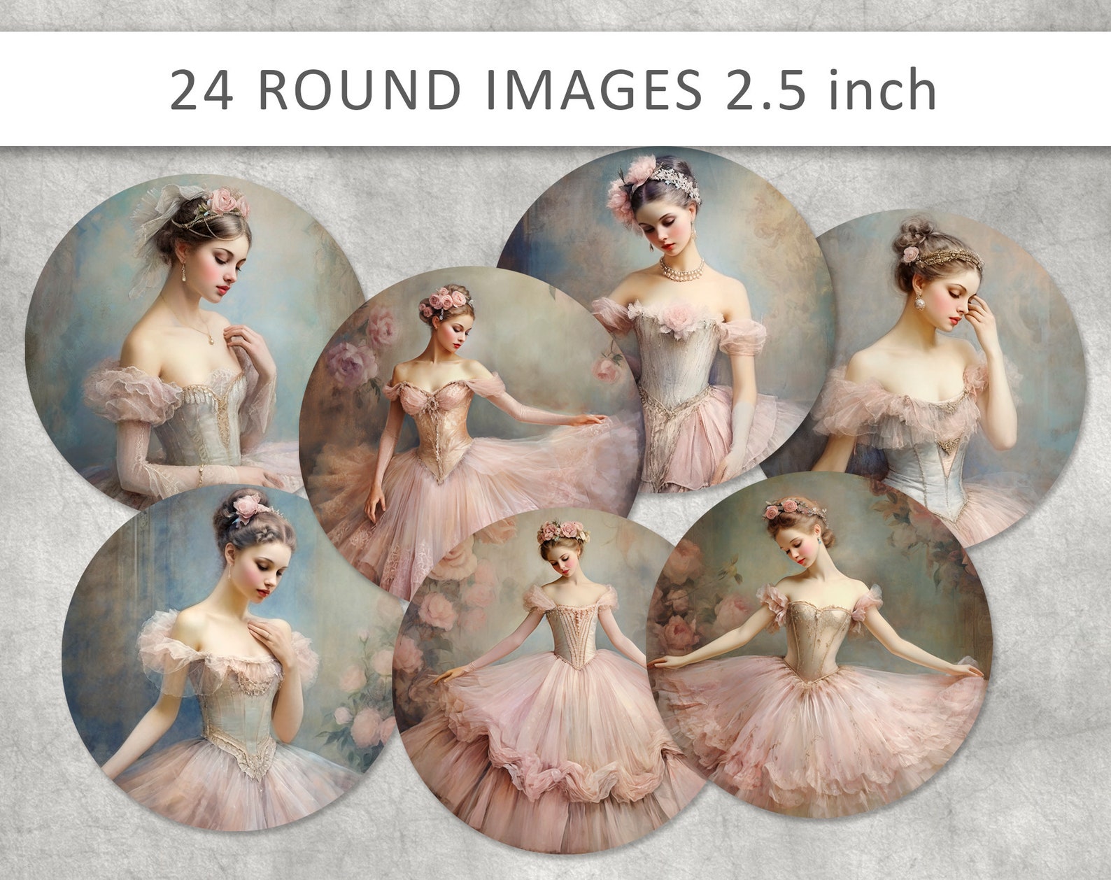 24 Ballerina Vintage Circle Images, Digital Collage Sheets, 2.5 Inch ...