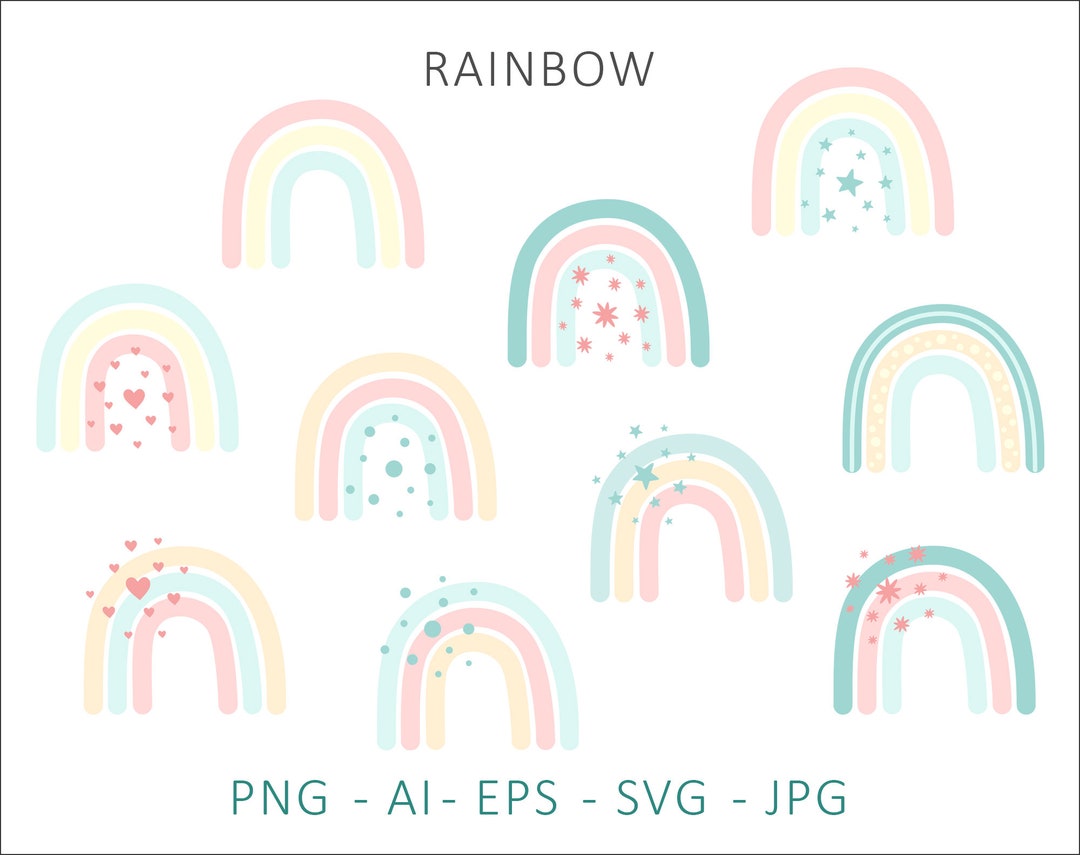 Rainbow Pastel Clipart Rainbow Baby Svg Files Vector Baby - Etsy